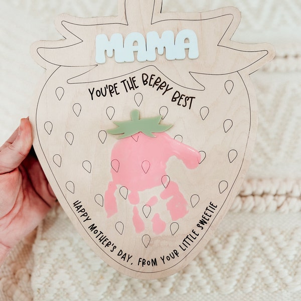 SVG Mother's Day Stawberry Handprint Sign | Mother's Day Digital File ...