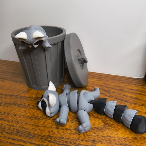 Articulated Raccoon With Trash Can, Trash Panda, Articulated Fidget Toy ...