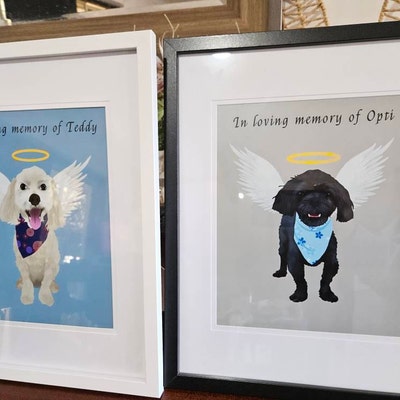 Pet Loss Memorial Portrait, Angel Wings and Halo, Custom Faceless Dog ...