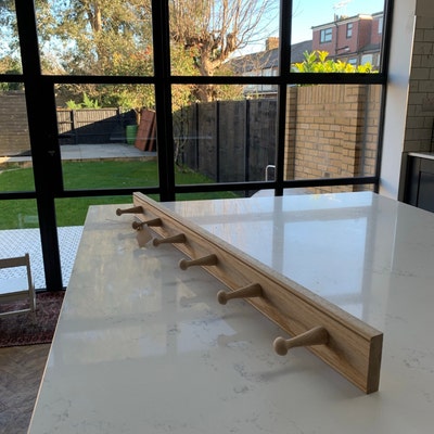 Solid Oak Shaker Peg Rail Traditional Old Vintage Style Coat Peg Rack ...