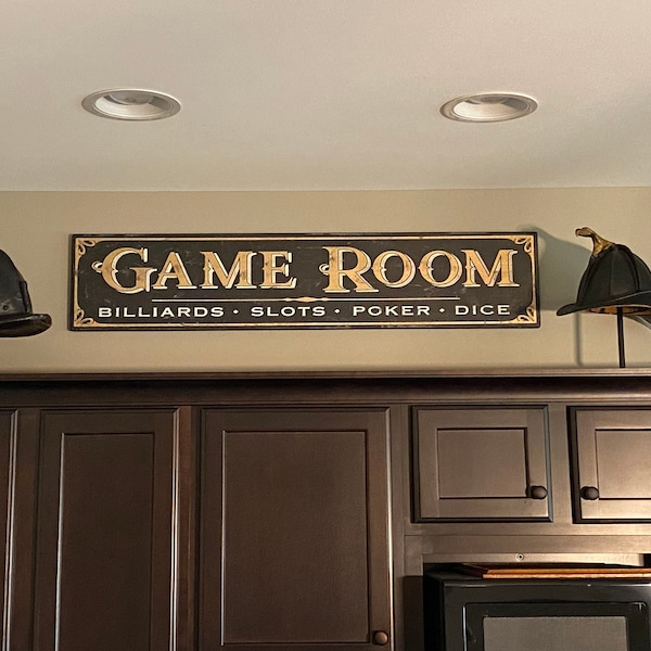 Game Room Antique Style Wood Sign - Hand Made Wooden Decor - Etsy