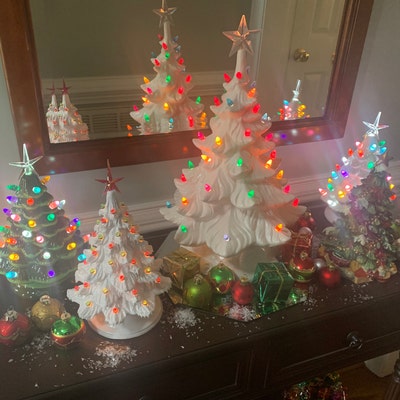 Ceramic Christmas Tree White Small Crystalized - Etsy