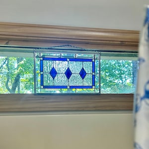 Iridescent Blue Stained Glass Panel Home Decor - Etsy