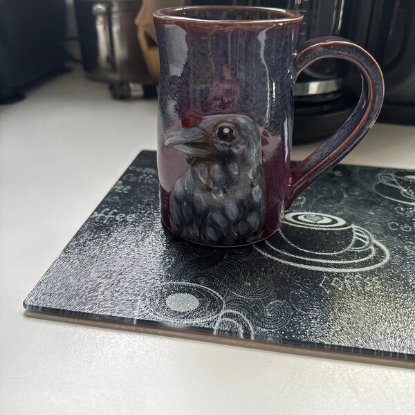 MADE TO ORDER Handmade Ceramic Mug, Raven Mug, Crow Mug, Black Bird Mug ...