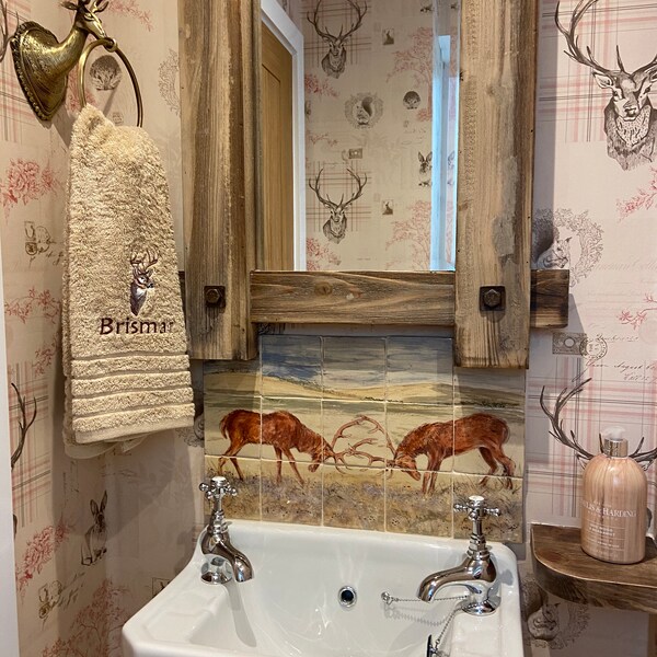 Bespoke Fighting Stag Tile Panel - Etsy