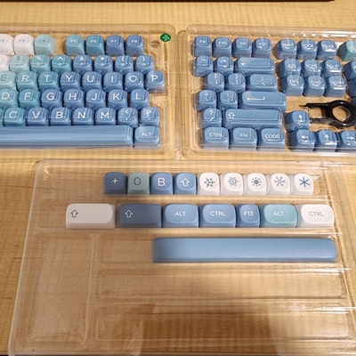 Cute Blue & White Ocean PBT XDA Keycaps Set for Mechanical Keyboard ...