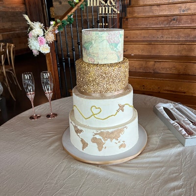 Vintage World Map Edible Cake Wrap or Pinwheel and Congrats Cake ...