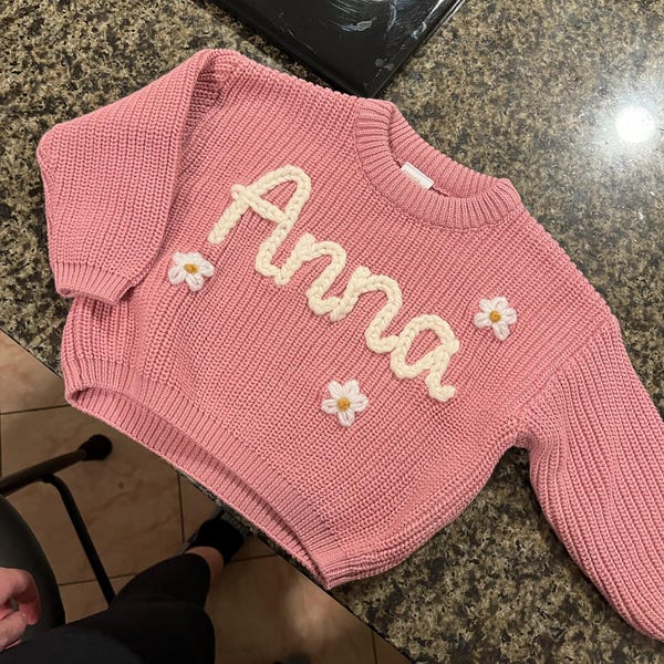 Personalized Oversized Name Kids Sweater /hand Embroidered Sweater - Etsy