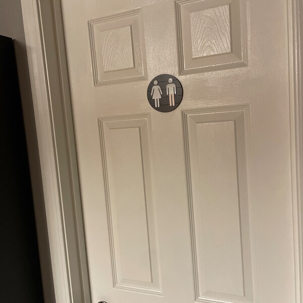 3D Restroom Shiplap Sign, Mini Bathroom Signs, Farmhouse Bathroom Decor ...