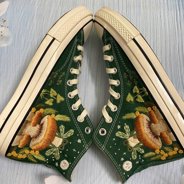 Embroidered Converse Mushroom, Frog, Converse Embroidery Mushroom ...