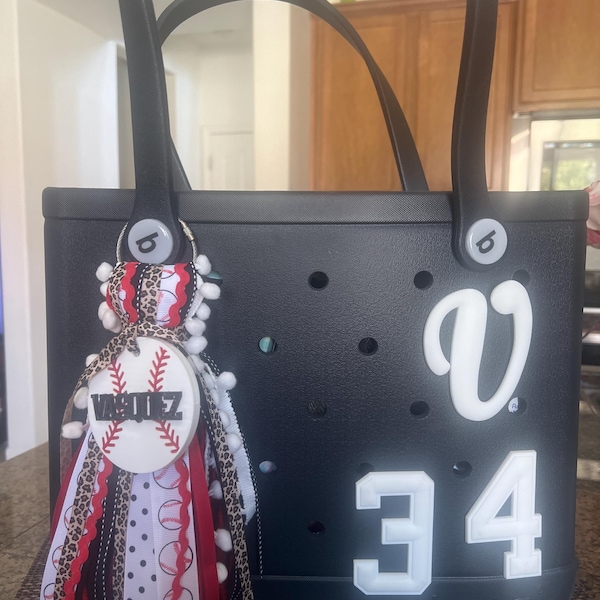 Personalized Baseball Bag Tag: Acrylic Charm With Tassel - Etsy