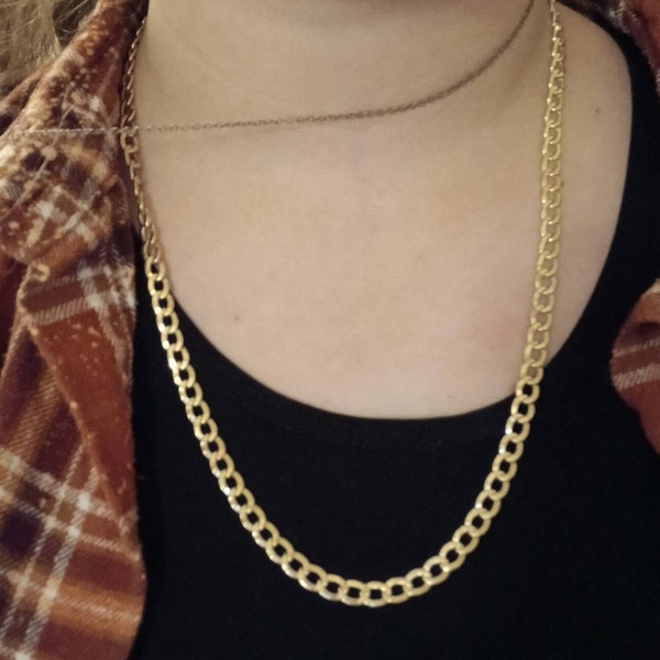 10k SOLID Real Gold Diamond Cut Ice Link Chain Necklace Yellow/white ...