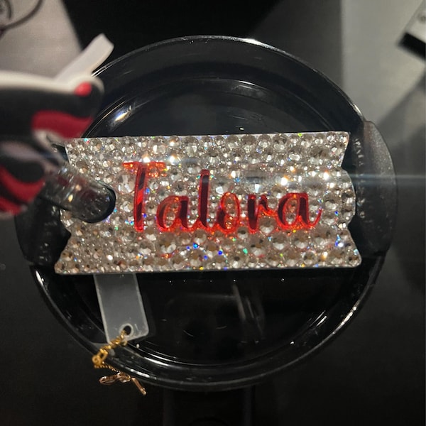 Rhinestone Acrylic Tumbler Topper, Custom Stanley Nametag, Tumbler Name ...
