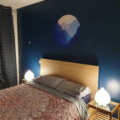 Landscape Wall Decal. Valley With Mountains. Self Adhesive ...