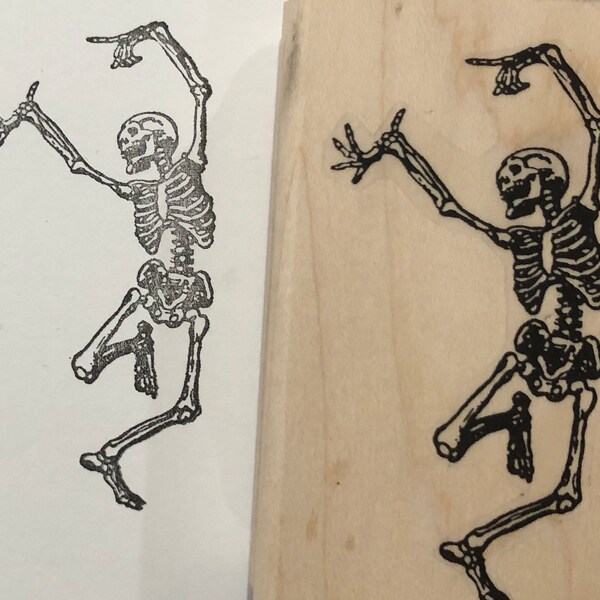 Skeleton Dancing RUBBER STAMP, Halloween Stamp,day of the Dead Stamp ...