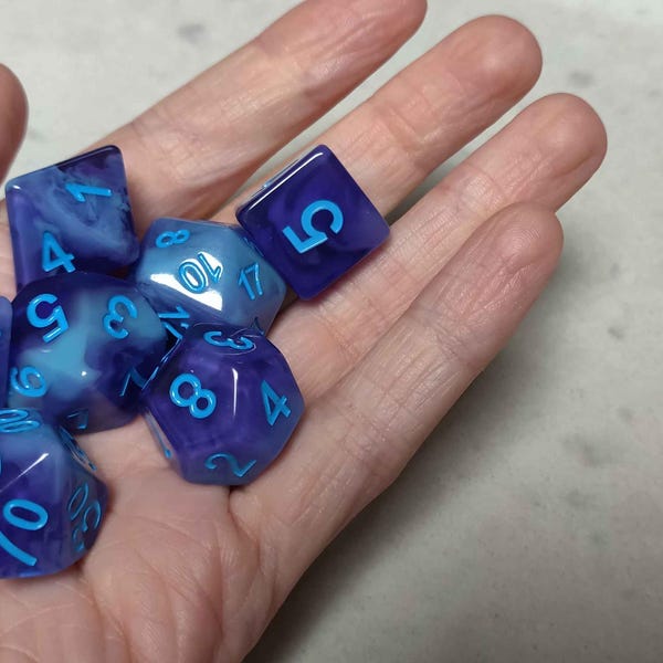 Tropics - Ocean Blue, Purple and Pink Glittery D&D Dice, Dice Set for ...