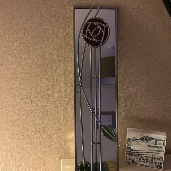 Art Deco Chicago Large Mirror Over Mantel Stained Glass Style 91x61cm ...