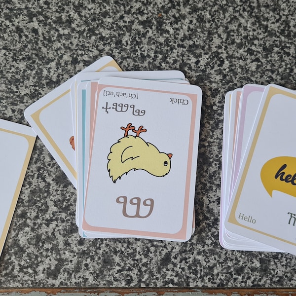 AMHARIC Alphabet FLASHCARD With Picture, Learning AMHARIC, Amhari ...