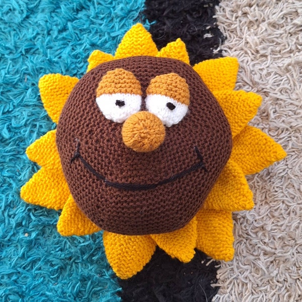 Sunny the Happy Sunflower Magicalknit Knitting Pattern Cushion Soft Toy ...