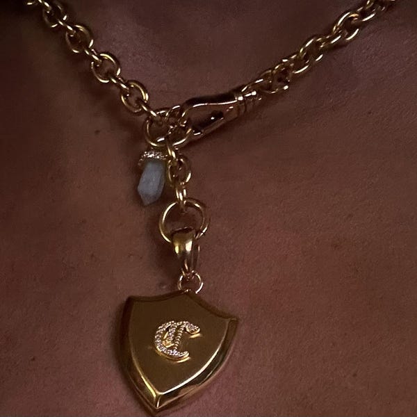 Personalized Shield and Spike Gemstone Necklace - Etsy