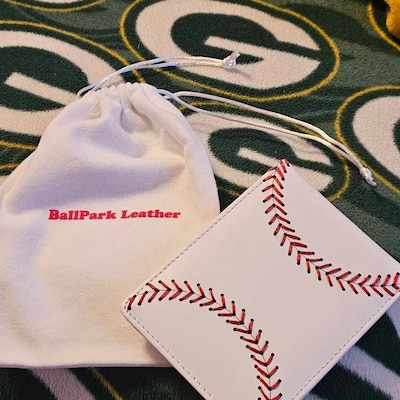 Leather Baseball Wallet, Men's Bi-fold With Baseball Seam Stitch - Etsy