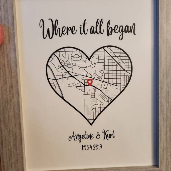 Where We Met Map /where It All Began /couple Map/ Gift for Her/ Gift ...