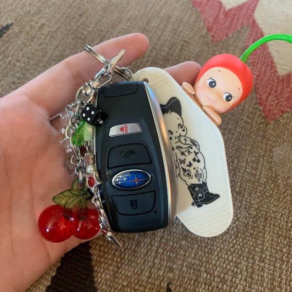 Y2k Aesthetic Cute Keychain With Acrylic Cherry Charm. Y2k Star Purse ...
