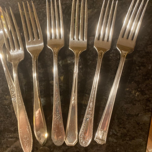 Silverplate Dinner Forks Mismatched Flatware Vintage and Antique ...