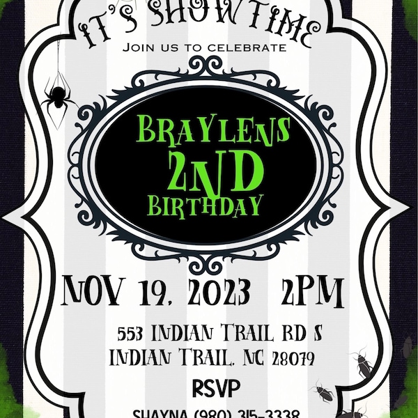 Black and White Striped Birthday Invitation - It's Showtime Editable ...