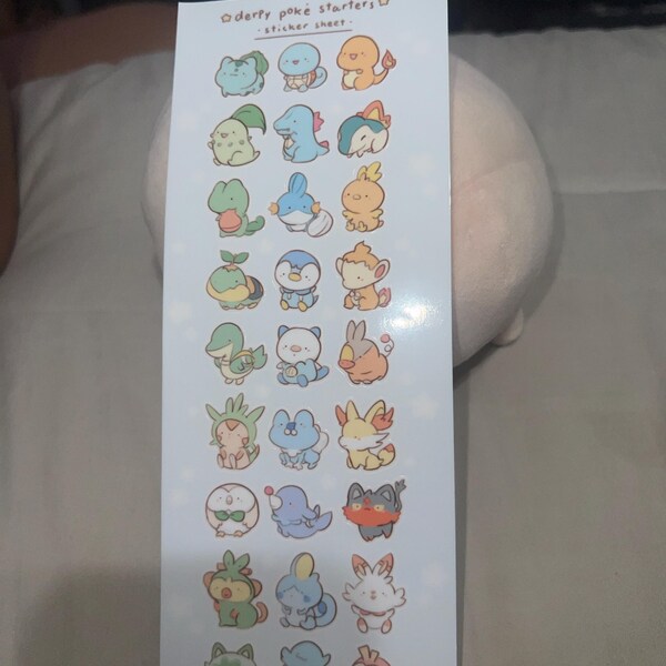 Pastel Tiny Derpy Poké Gen 1-9 Starters Sticker Sheet | 27 Stickers! - Etsy