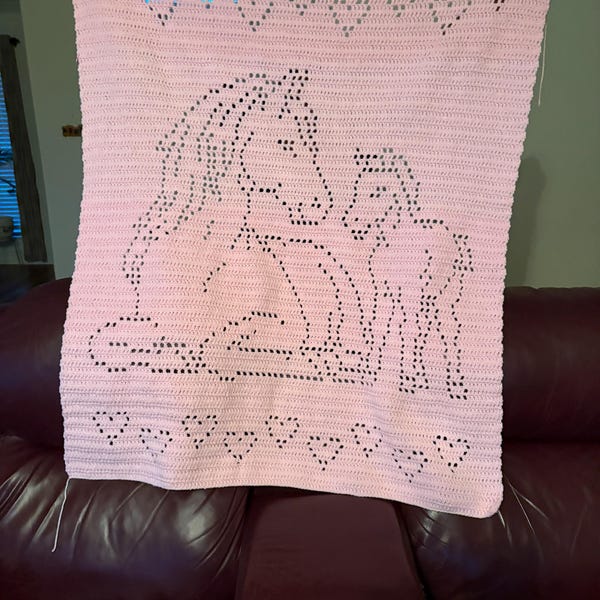 Dinosaur Filet Crochet Baby Blanket PDF Pattern - Etsy