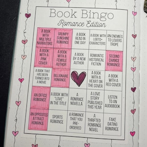 Book Bingo Sticker-romance Edition, Book Journal Sticker, Reading ...