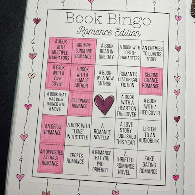 Book Bingo Sticker-romance Edition, Book Journal Sticker, Reading ...