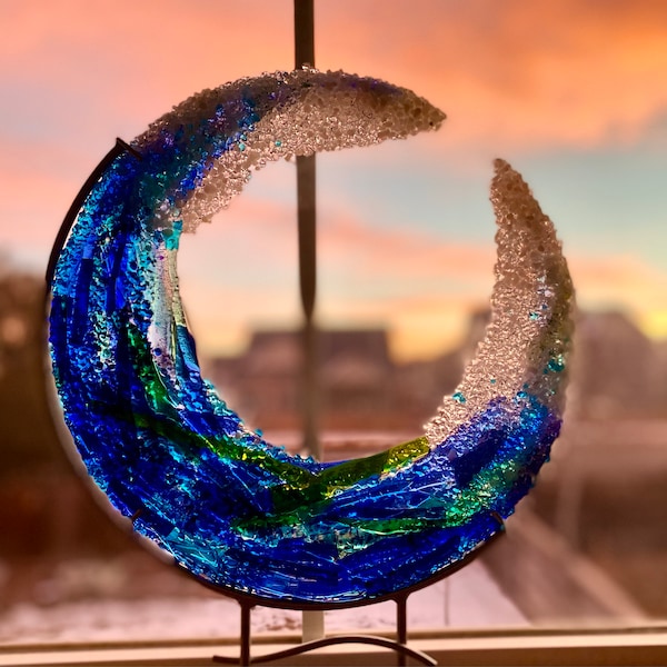 12" Round Glass Display Stand With Wave Design, for Fused Glass - Etsy