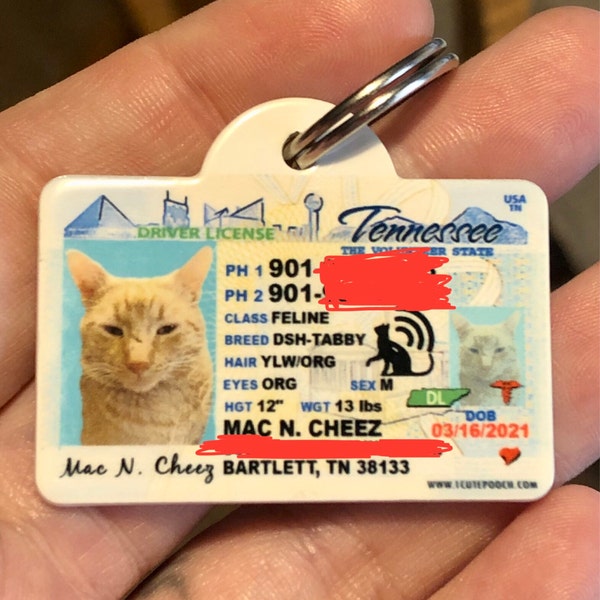 Idaho Driver License Custom Pet ID Tags Personalized Dog Tags Unique ...