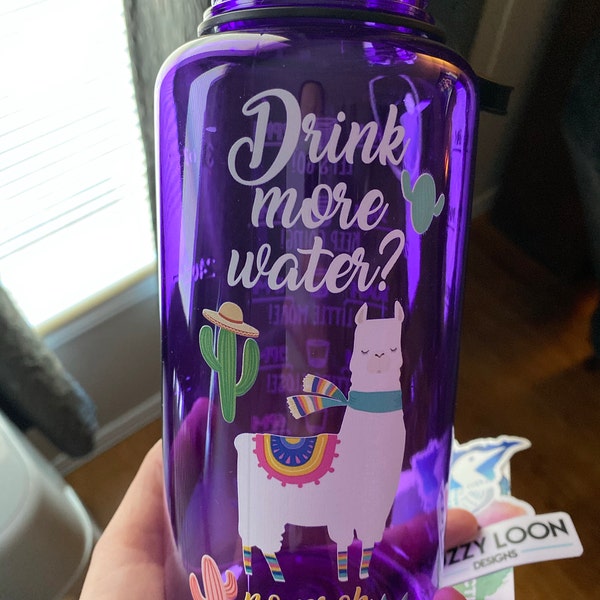 Llama Motivational Water Bottle, Drink More Water, No Prob-llama Hourly ...