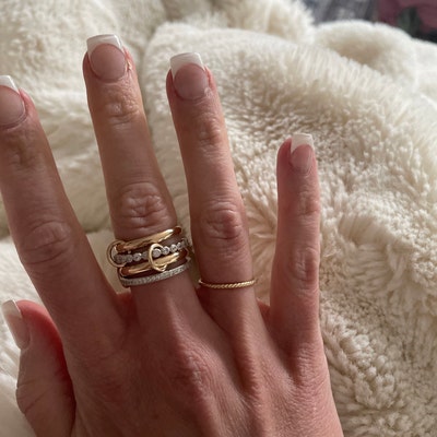 14KGF Gold Multi Link Connected Ring, Chunky Gold Ring, Gold Ring Set ...
