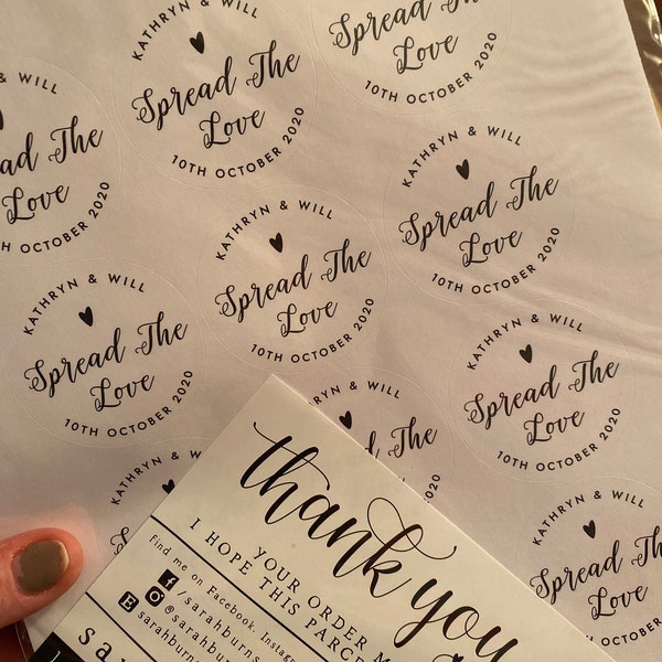 Spread the Love Sticker, Wedding Jam Sticker, Wedding Favour Stickers ...