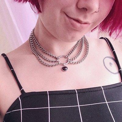 Stainless Steel Mini Eclipse Day Collar Double O Ring Collar BDSM ...