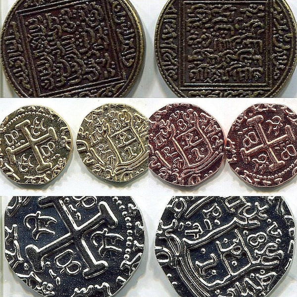 Arabic Antique Gold Metal Coins, 22mm, for Treasure Chest, Board Game ...