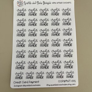 Finances Credit Card Payment Due Reminder Script Planner Stickers - Etsy