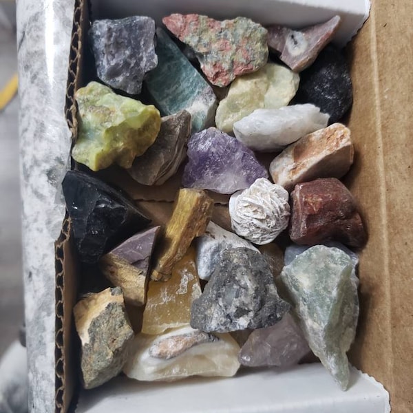 MINIATURE Crafters Collection Box: Gems Crystals Natural Raw Minerals ...
