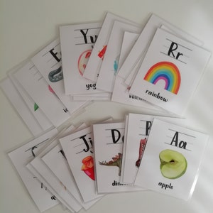 Nature Alphabet Cards, Wall and Flash Card Sizes, Watercolor ...