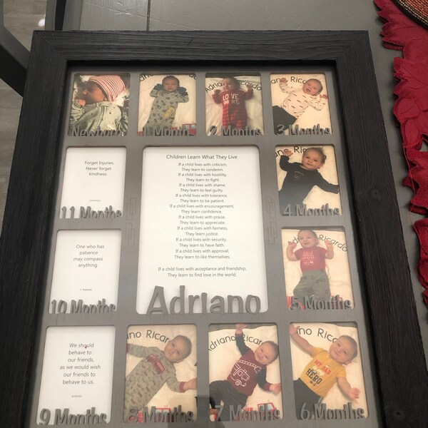 Baby First Year Personalized Frame - Holds Twelve 2.5" X 3.5" Newborn ...