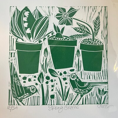 Burton Bushes Linocut, Lino Print, Relief Print - Etsy