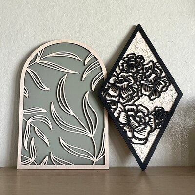 Wild Lotus Arch Panels set of 2 Wood Wall Hangings - Etsy