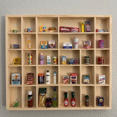 Unfinished Wooden Display With 28 Compartments Shadow Box Unpainted ...