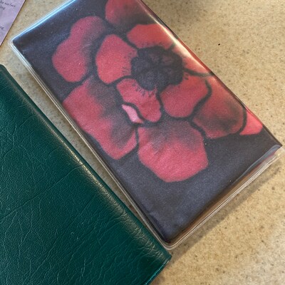 Checkbook Cover flower Garden, Hand Painted Silk Art Check Cover ...