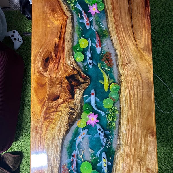 Koi Fish Table, Resin Art, Modern Table, Kitchen Table, Epoxy Table ...