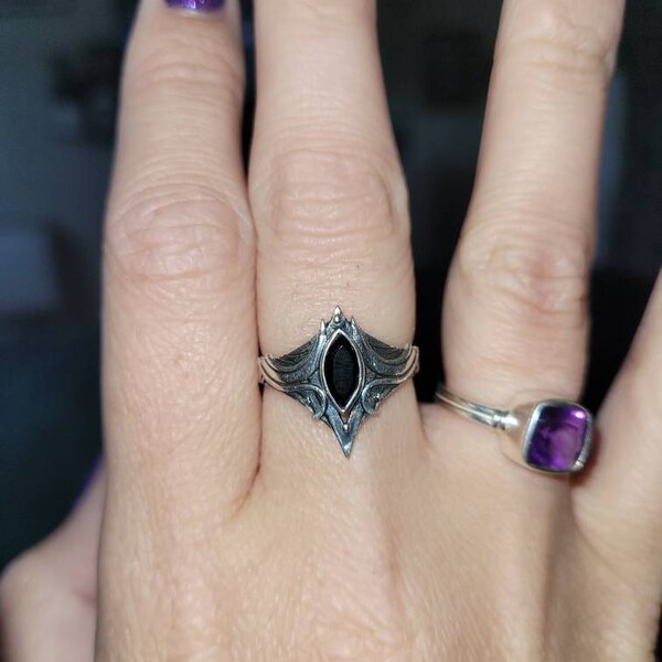 Genuine Black Onyx Ring* Handmade Gothic Black Onyx Ring* Unique Gift ...